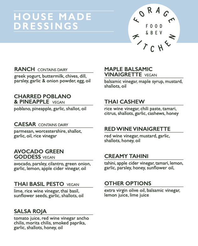 Menu | Forage Kitchen